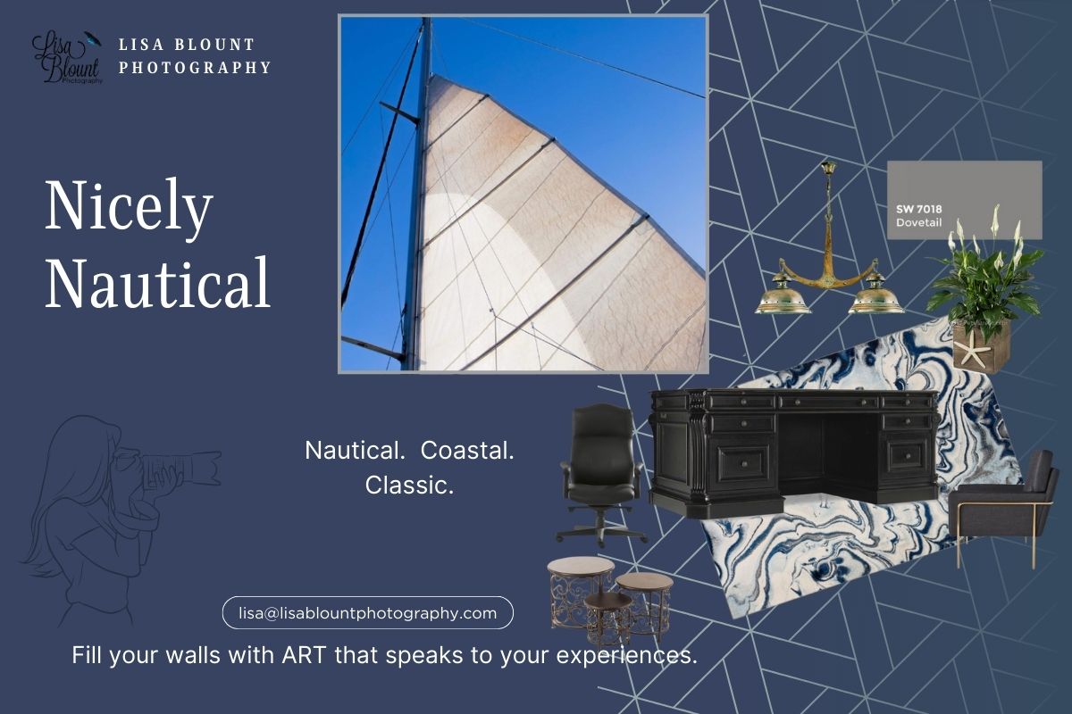 Nicely Nautical - Office Moodboard Sailing with Art