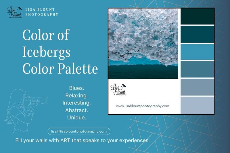 Blue Teal Color Palette - Home or Office Decor - Abstract Iceberg